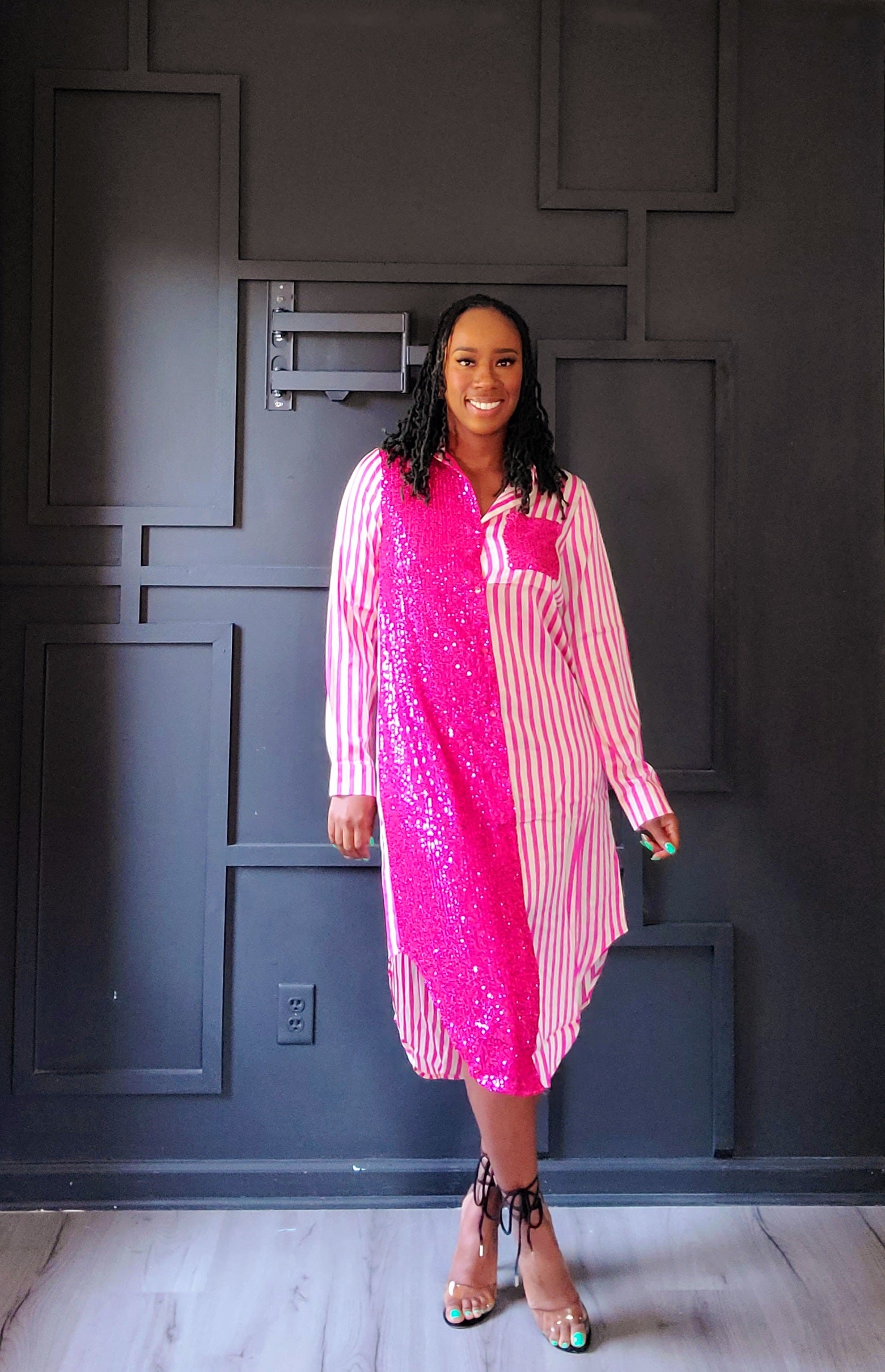 BOSSY SHIRT DRESS [ PINK ] – London Charles Boutique